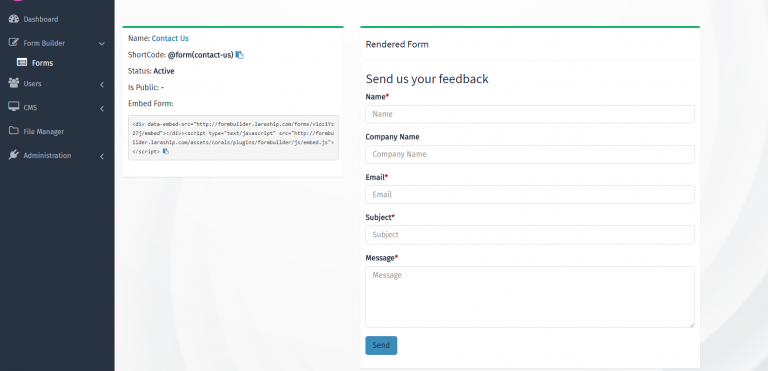 Laraship Form Builder - Best Laravel Form Builder