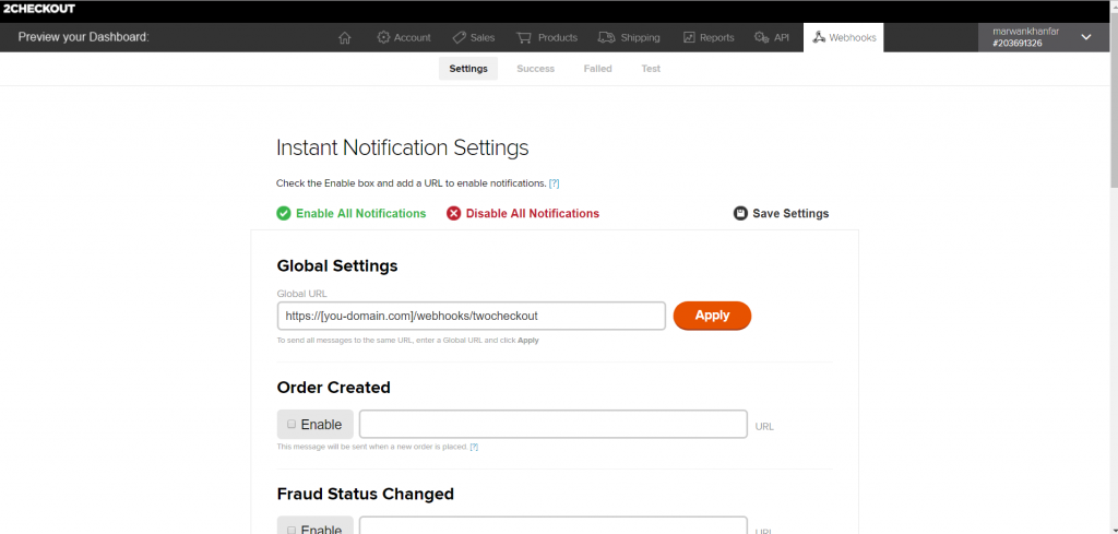 2Checkout Configuration | Laraship