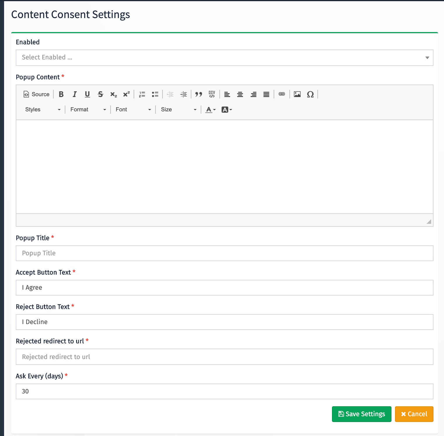 Content Consent | Laraship