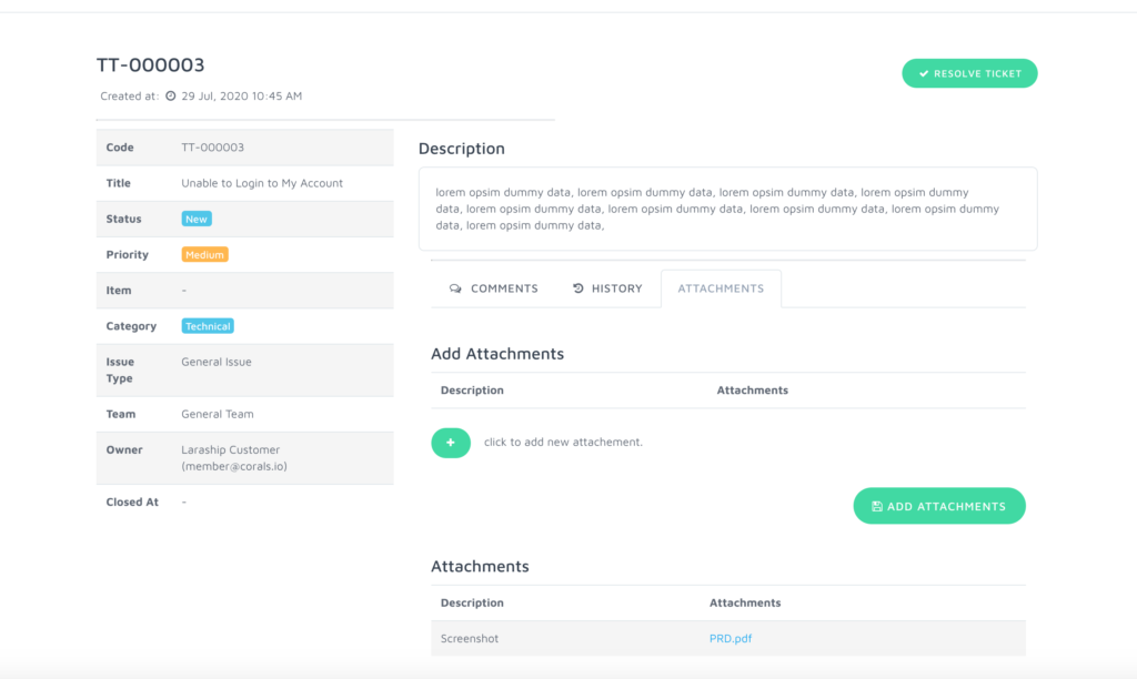 Trouble Ticket / Support Module | Laraship